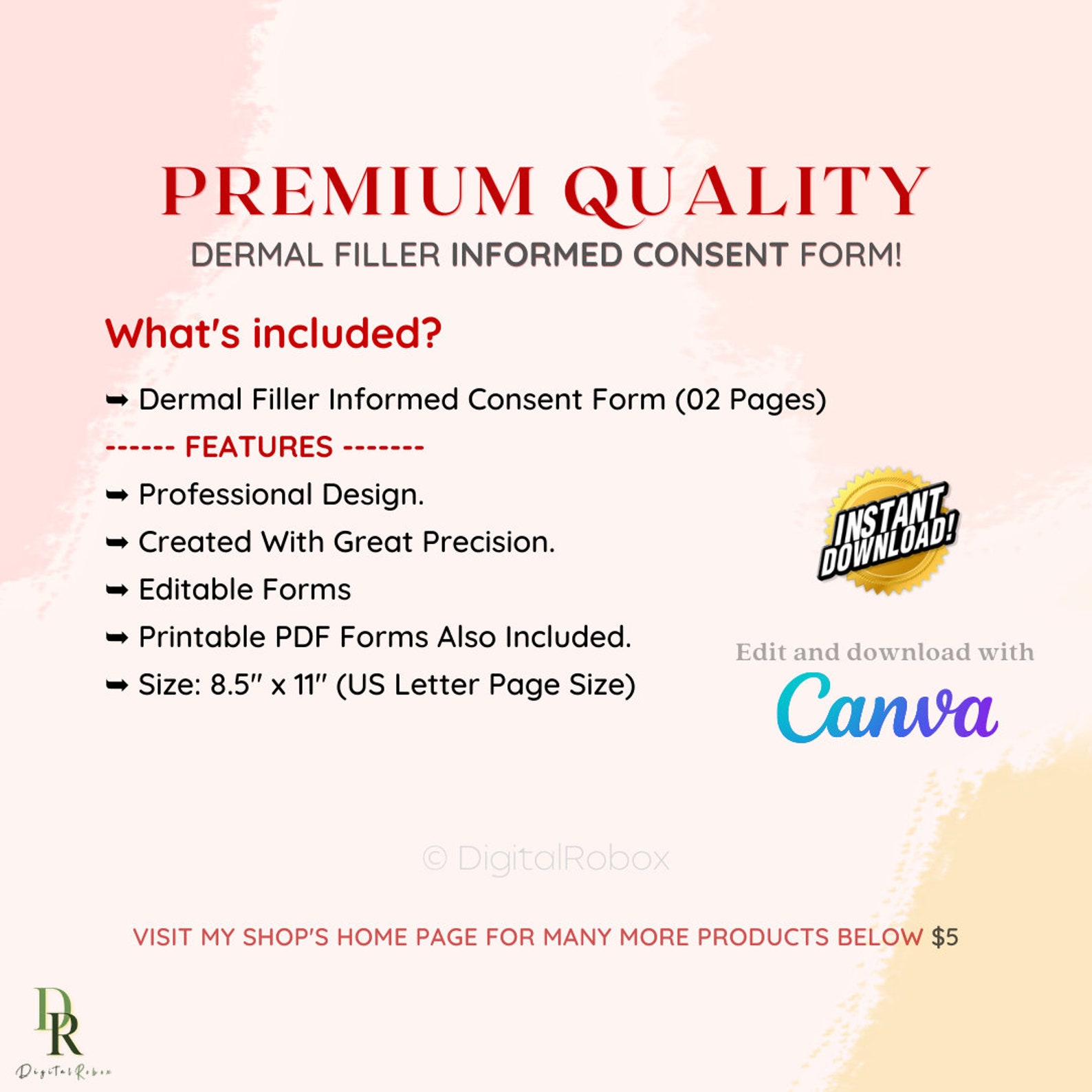 Dermal Filler Consent Form: Printable & Editable Template (PDF) - Etsy