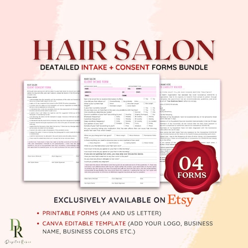 Hair Salon Intake Form Hair Stylist New Client Forms Hair - Etsy