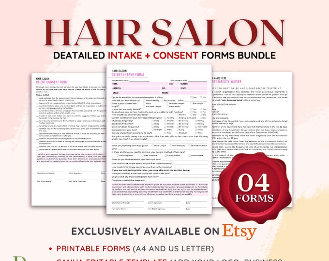 Hair Salon Client Intake Form Canva Template PDF Editable Hair Stylist ...