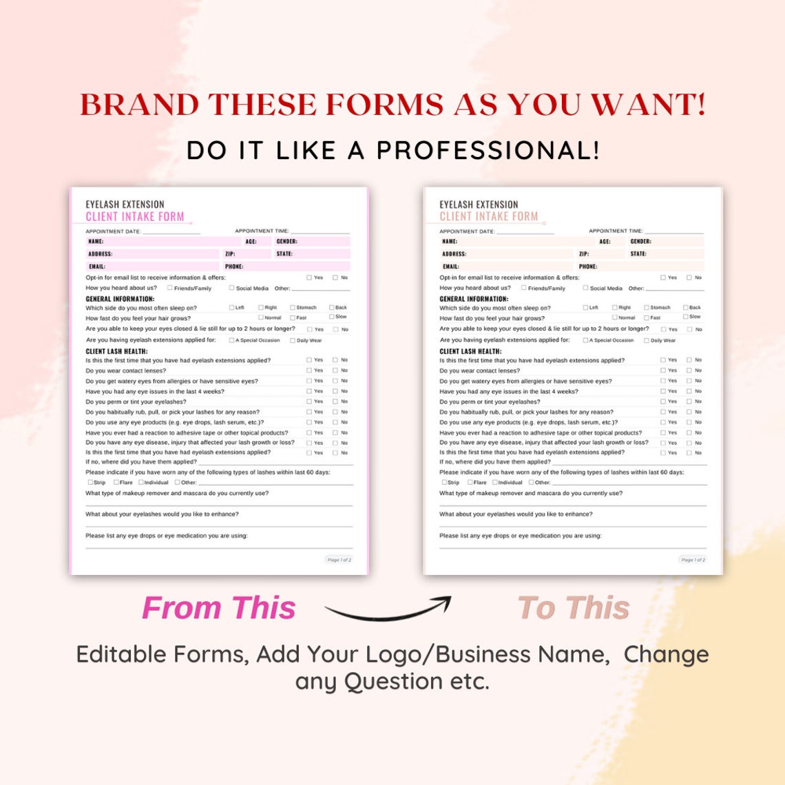 Lash Tech Forms Lash Consultation Forms Lash Waiver - Etsy