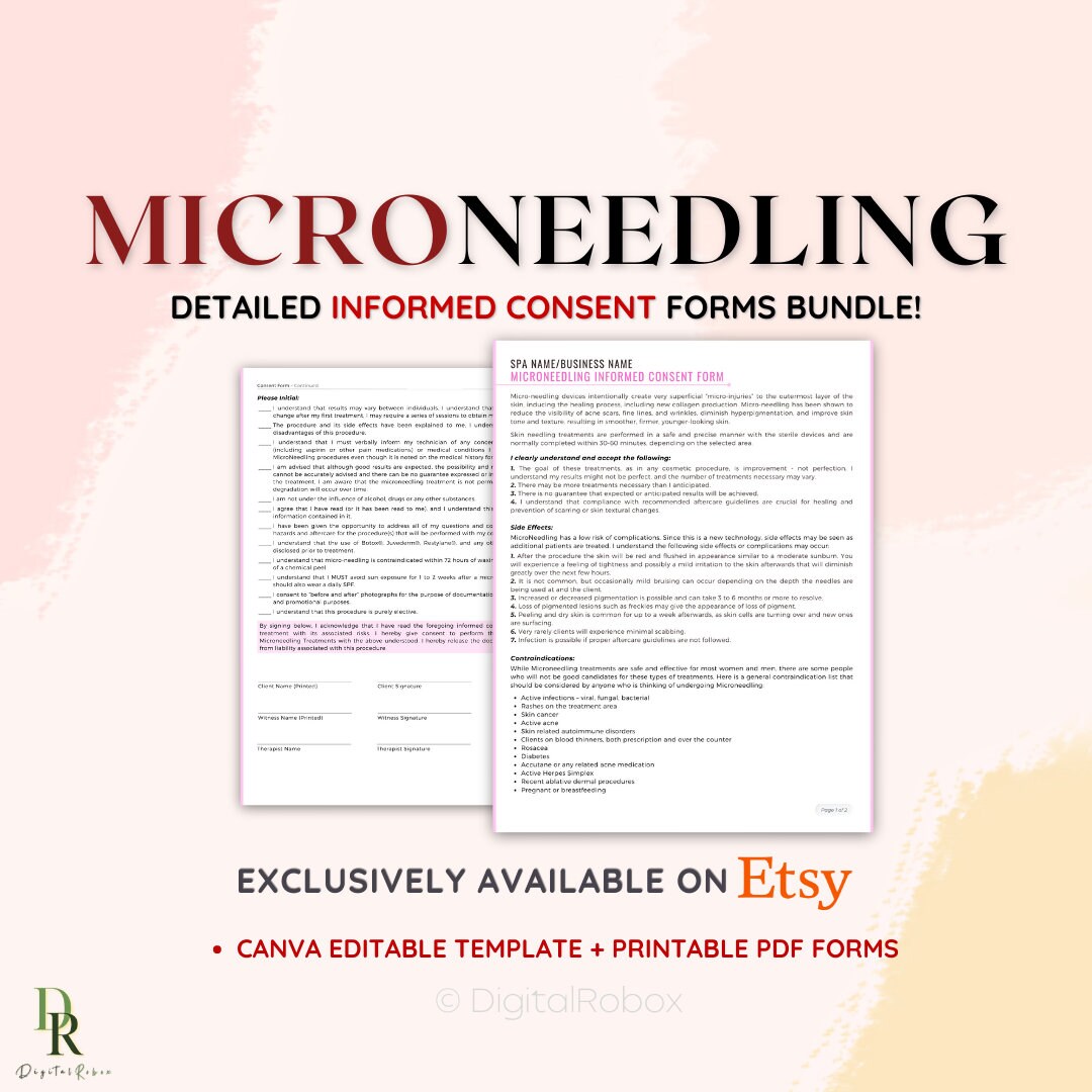 Microneedling Consent Forms, Microneedling Informed Consent Form ...