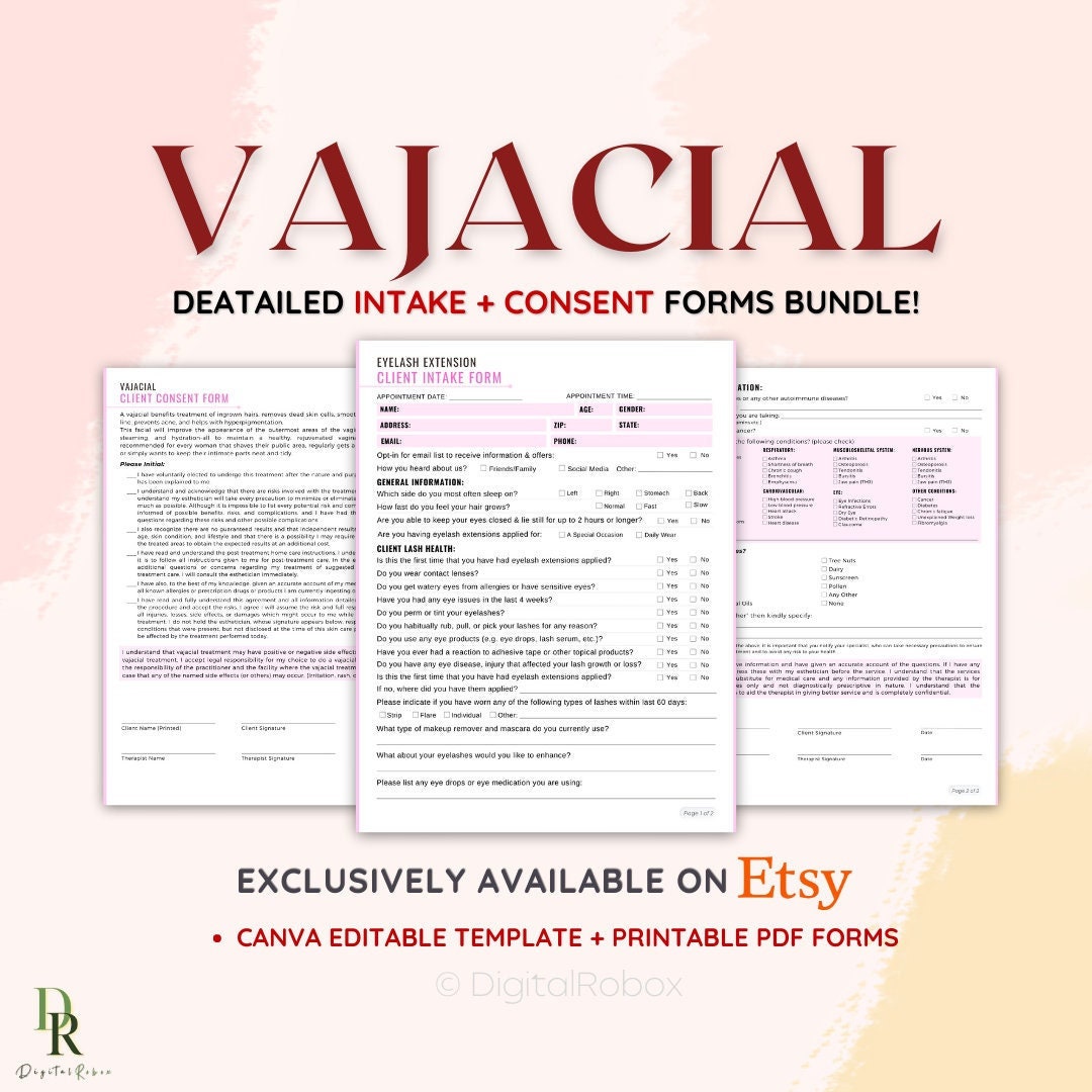 Vajacial Consent Form, Vajacial Intake Form, Yoni Steam Forms, VSTEAM ...