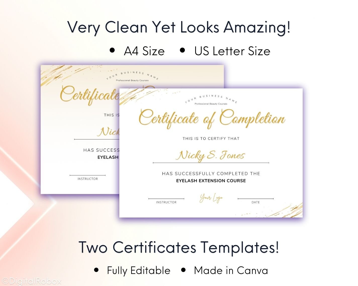 Eyelash Certificate of Completion, DIY Certificate of Completion ...
