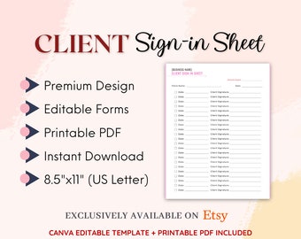 Salon Sign in Sheet - Etsy