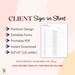 Client Sign in Sheet, Printable Sign in Sheet, Lash Extension Sign in ...