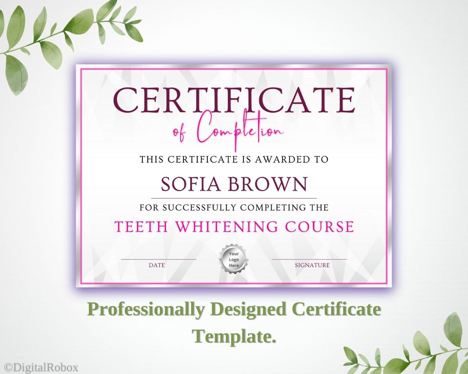 Editable Tooth Whitening Certificate Template (instant Download) - Etsy