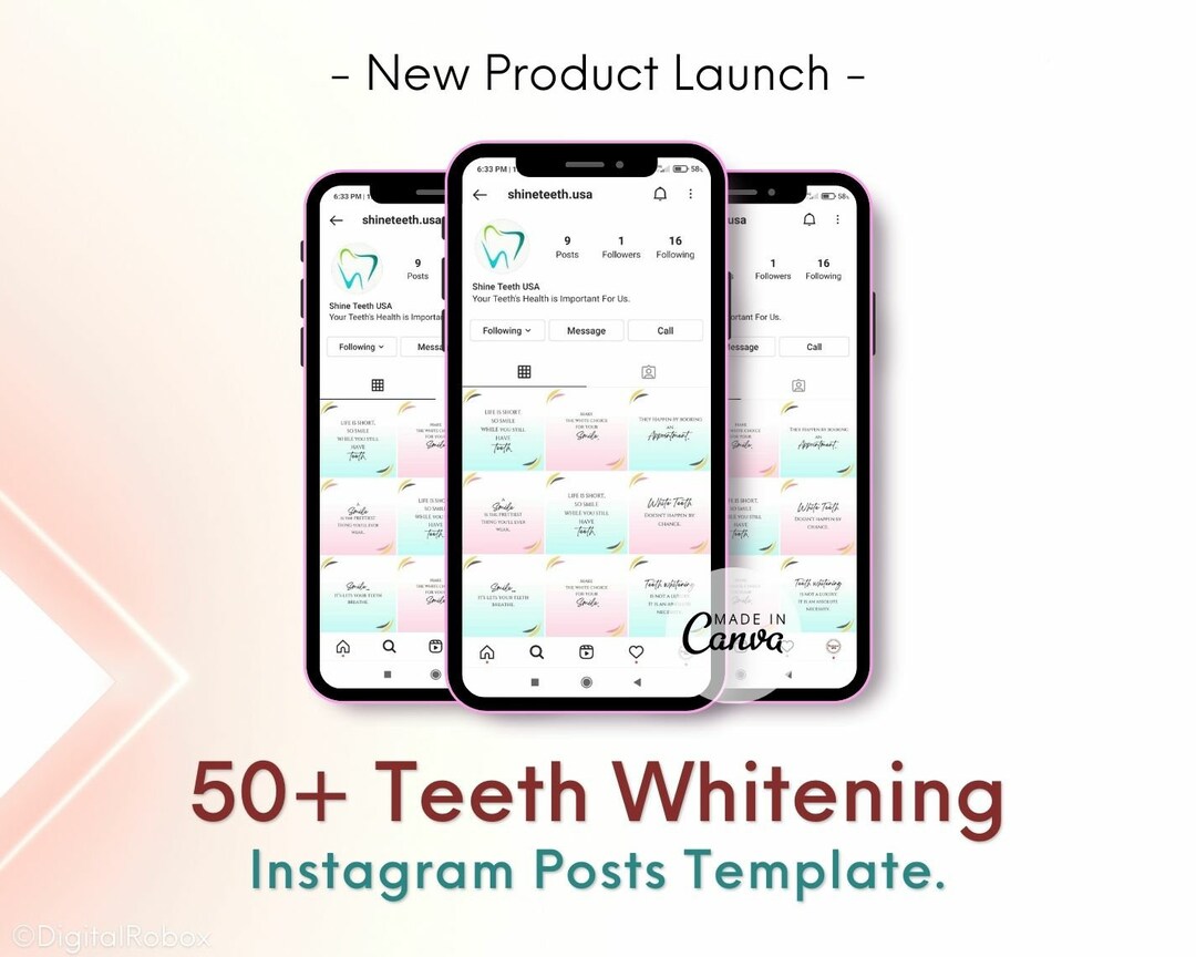 Editable Teeth Whitening Instagram Posts: Dental Hygienist Social Media ...