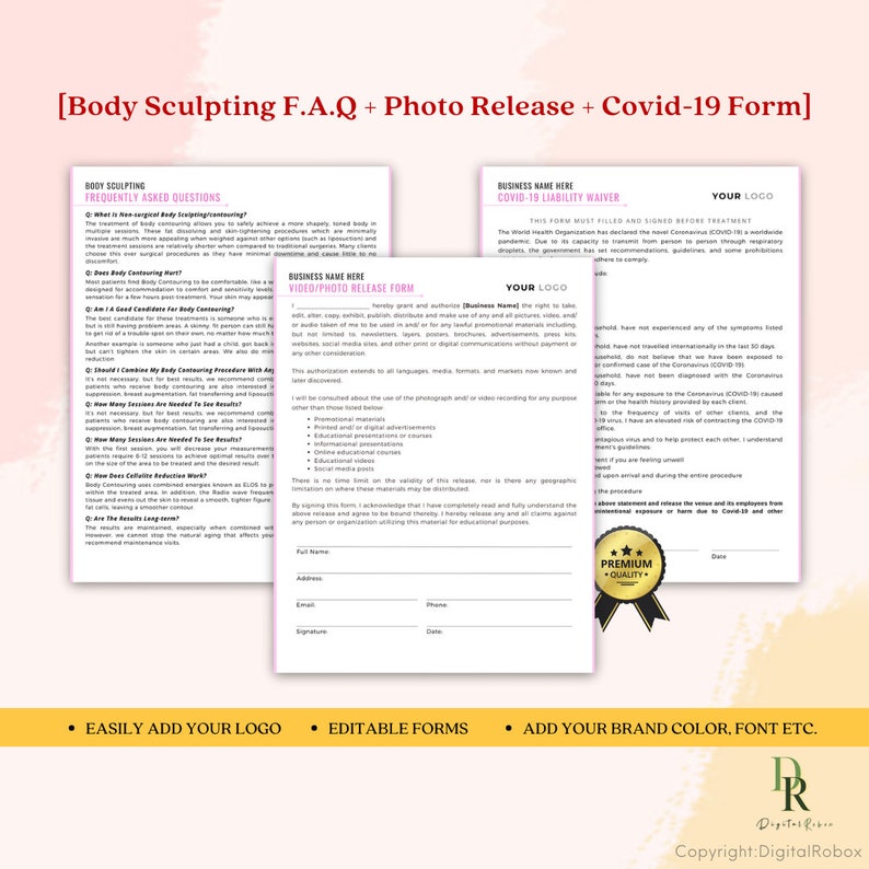 Body Sculpting Intake Forms, Body Contouring Consent Forms, Editable ...