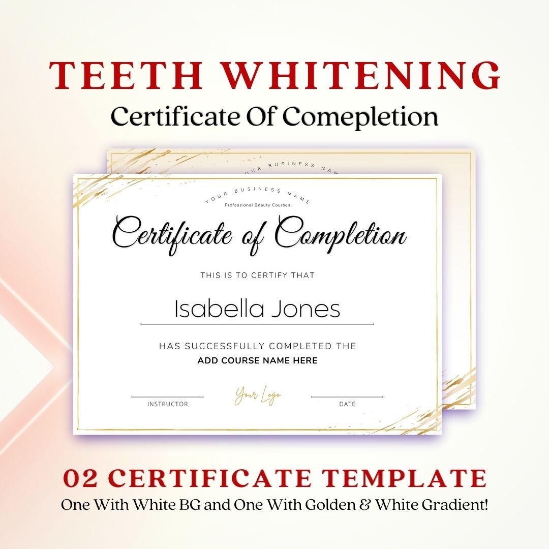 Minimalist Teeth Whitening Certificate, DIY Certificate of Completion ...