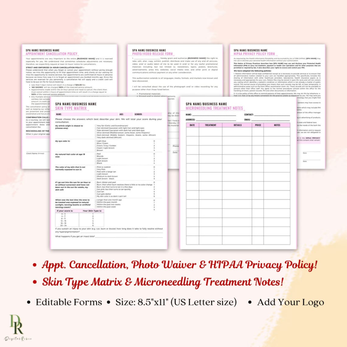 Medspa Consent Forms Bundle: Editable Spa Forms (canva Template) - Etsy