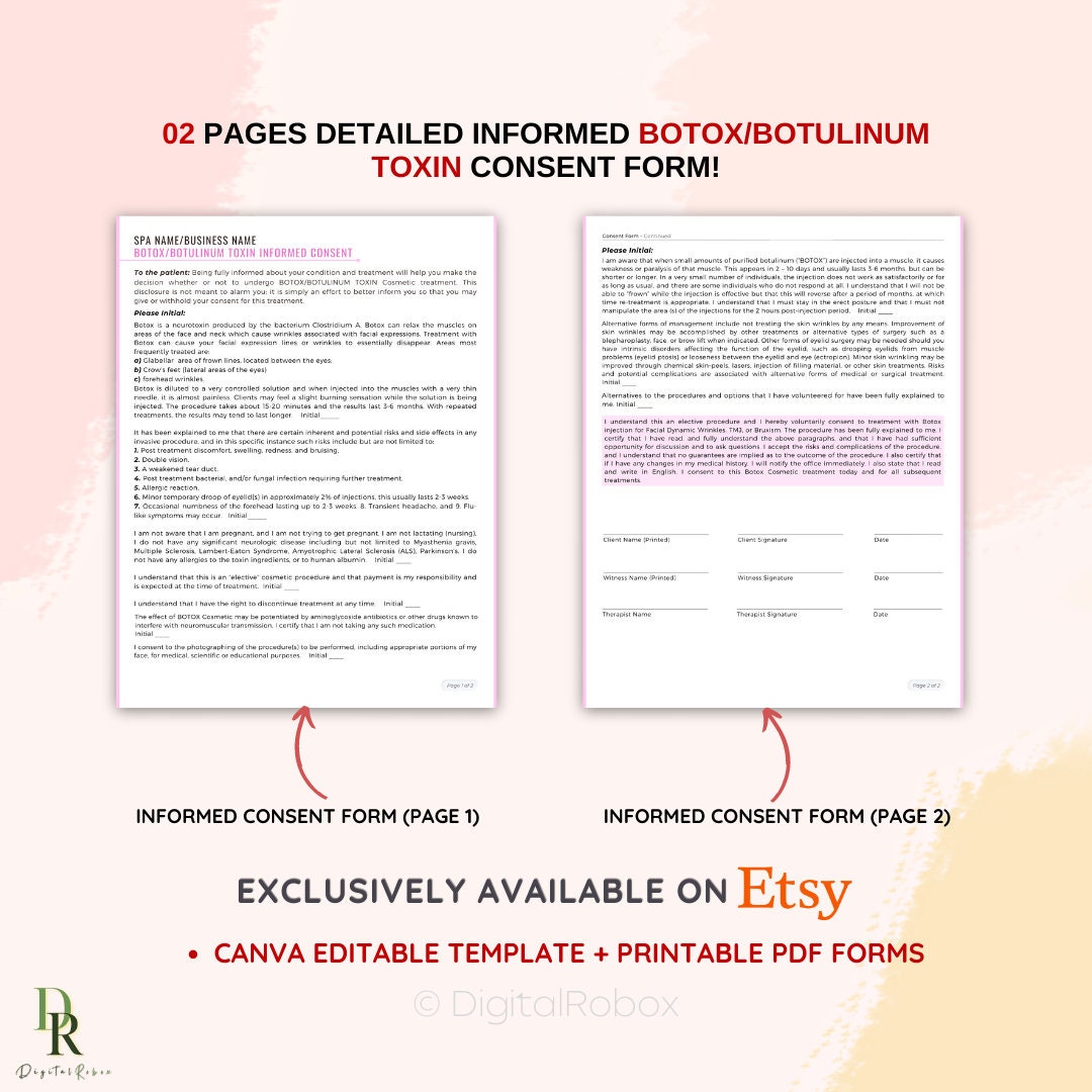 Botox Consent Form, Botulinum Toxin Consent Form, Botox Treatment Form ...