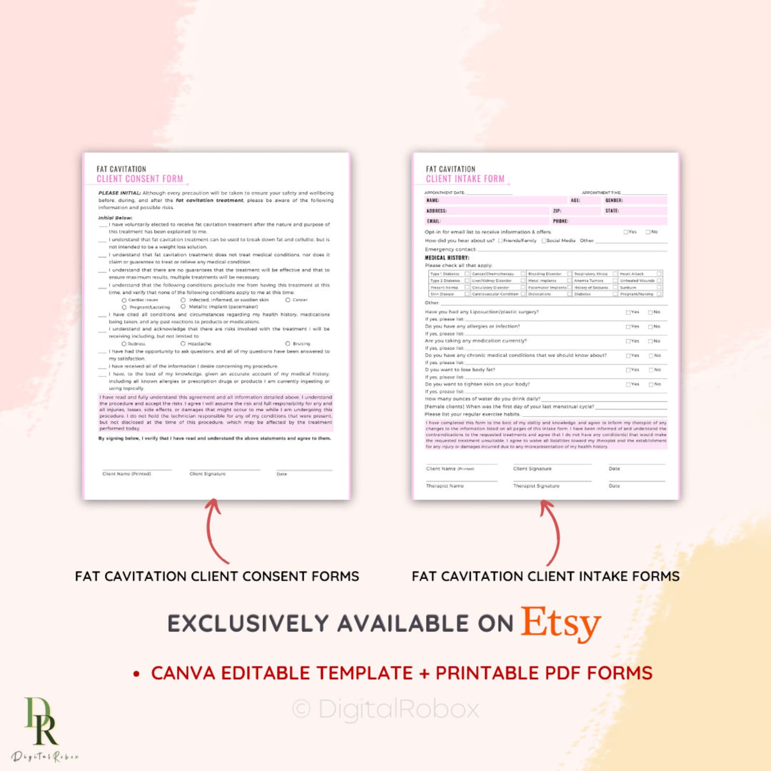 Editable Fat Cavitation Consent and Intake Forms, Fat Cavitation Forms ...