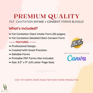 Editable Fat Cavitation Consent and Intake Forms, Fat Cavitation Forms ...