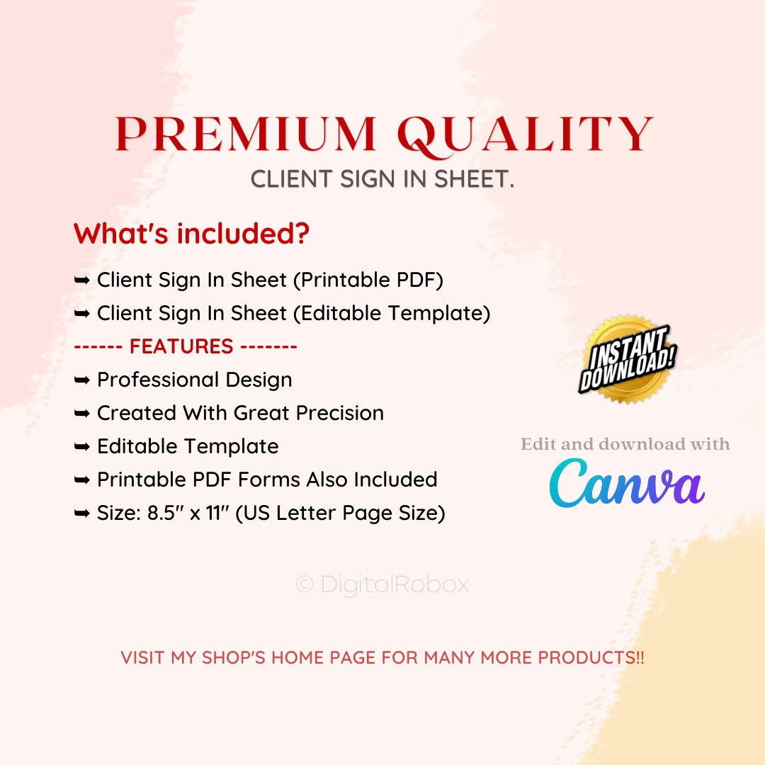 Client Sign in Sheet, Printable Sign in Sheet, Lash Extension Sign in ...