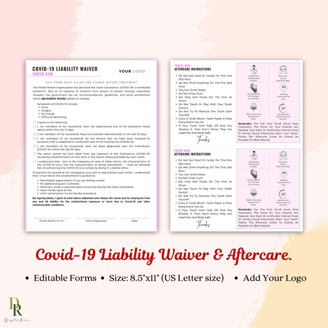 Tooth Gem Consent Form Tooth Gem Client Intake Form Tooth - Etsy