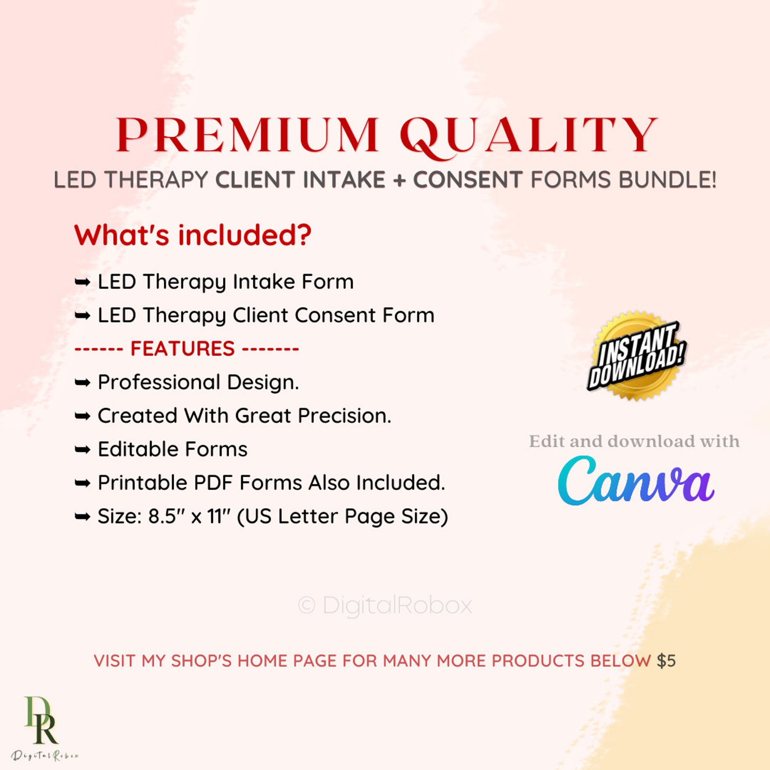 LED Light Therapy Consent Form LED Light Therapy Form Day - Etsy