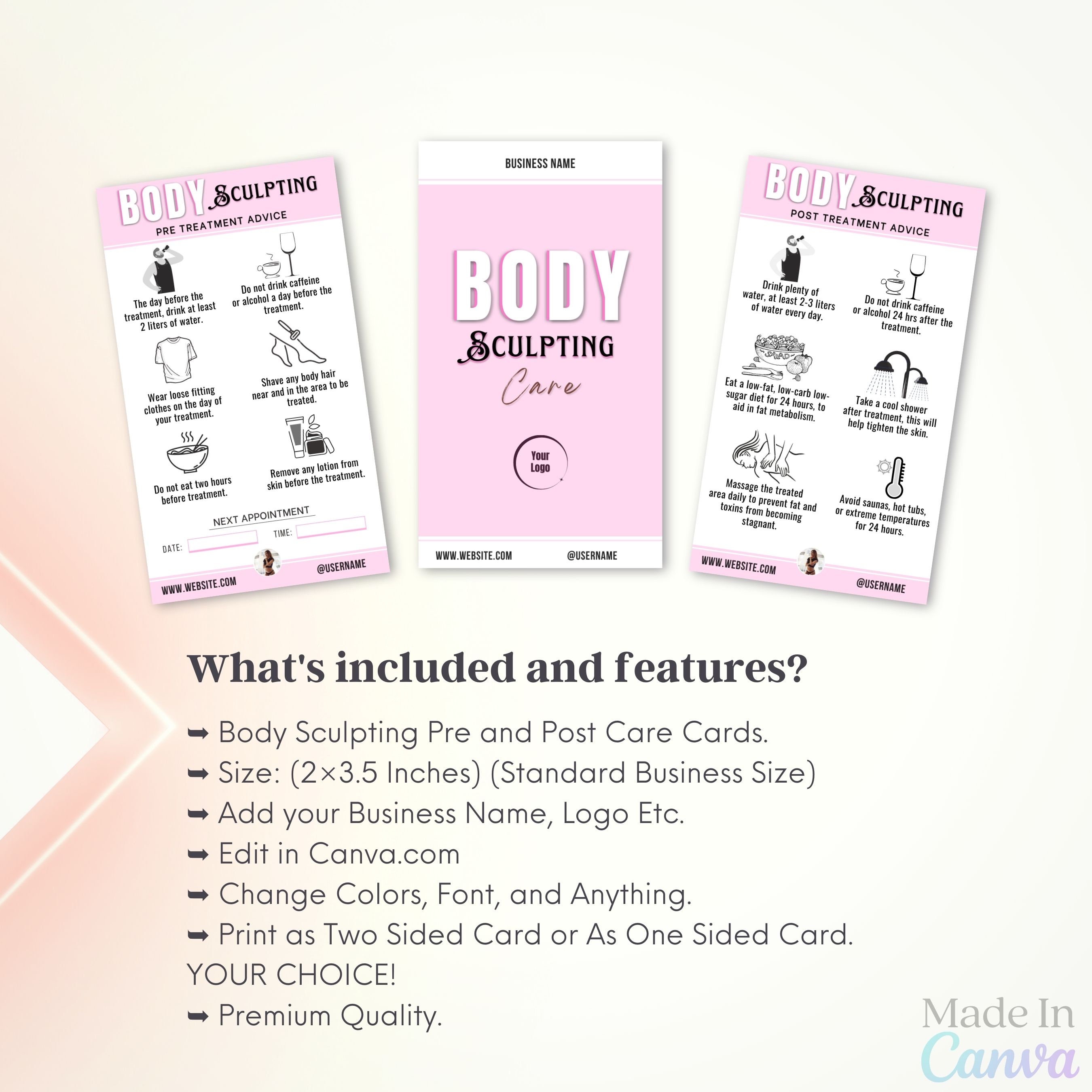 Body Sculpting Pre and Post Care Template, Printable Body Sculpting ...