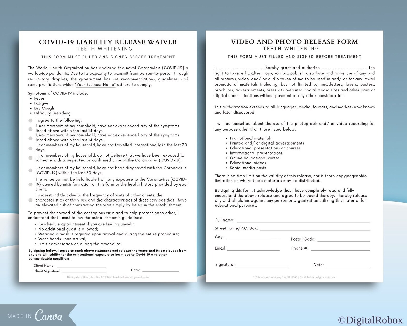 Teeth Whitening Consent Form Template