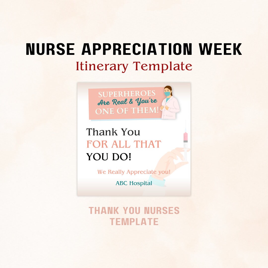 Nurse Appreciation Week Itinerary Template: Editable Luncheon Invite - Etsy