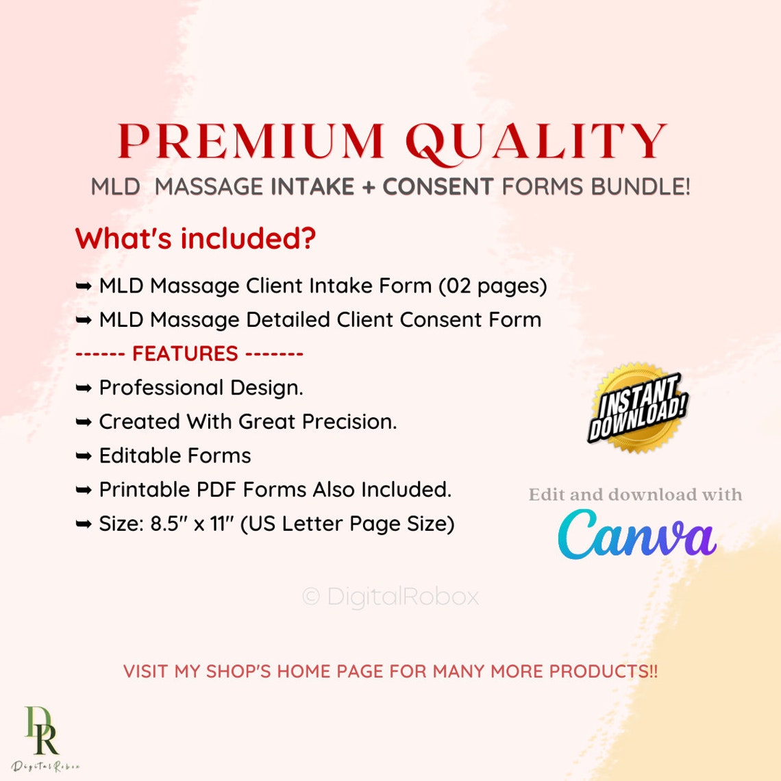 MLD Manual Lymphatic Drainage Massage Consent Form, MLD Massage Intake ...