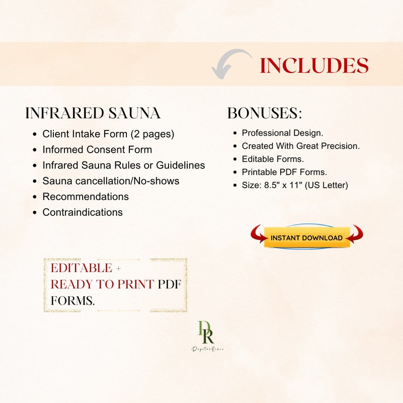 Infrared Sauna Consent Form, Infrared Sauna Intake, Detox Sauna Intake ...