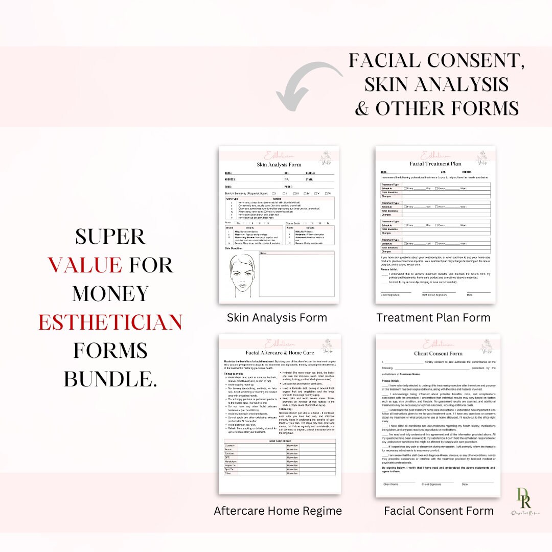 Facial Consent and Intake Forms Esthetician Forms Bundle ETSY EXCLUSIVE - Etsy