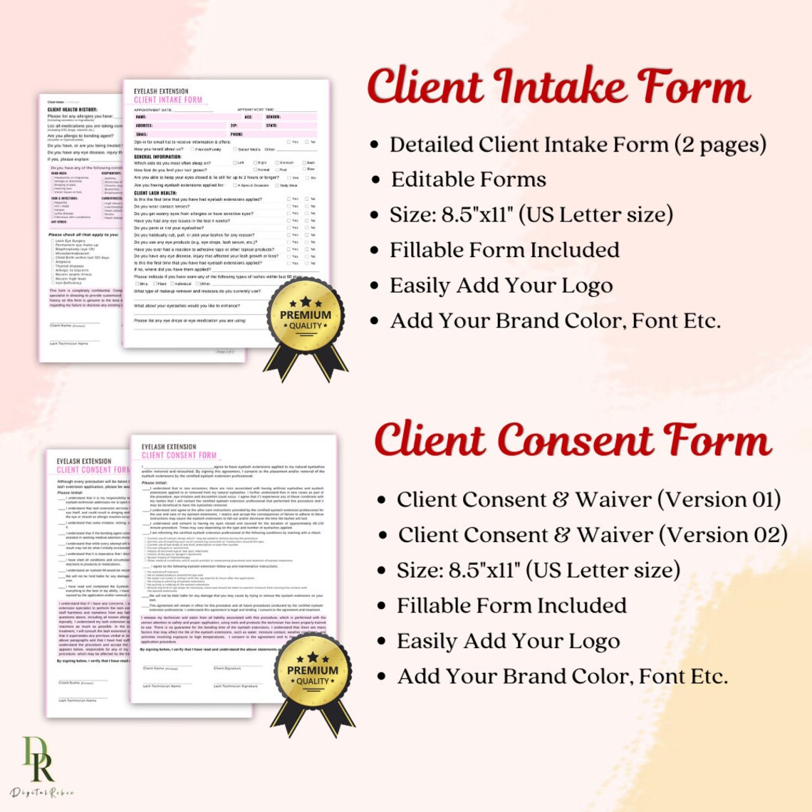 Lash Tech Forms, Lash Consultation Forms, Lash Waiver, Editable Lash ...