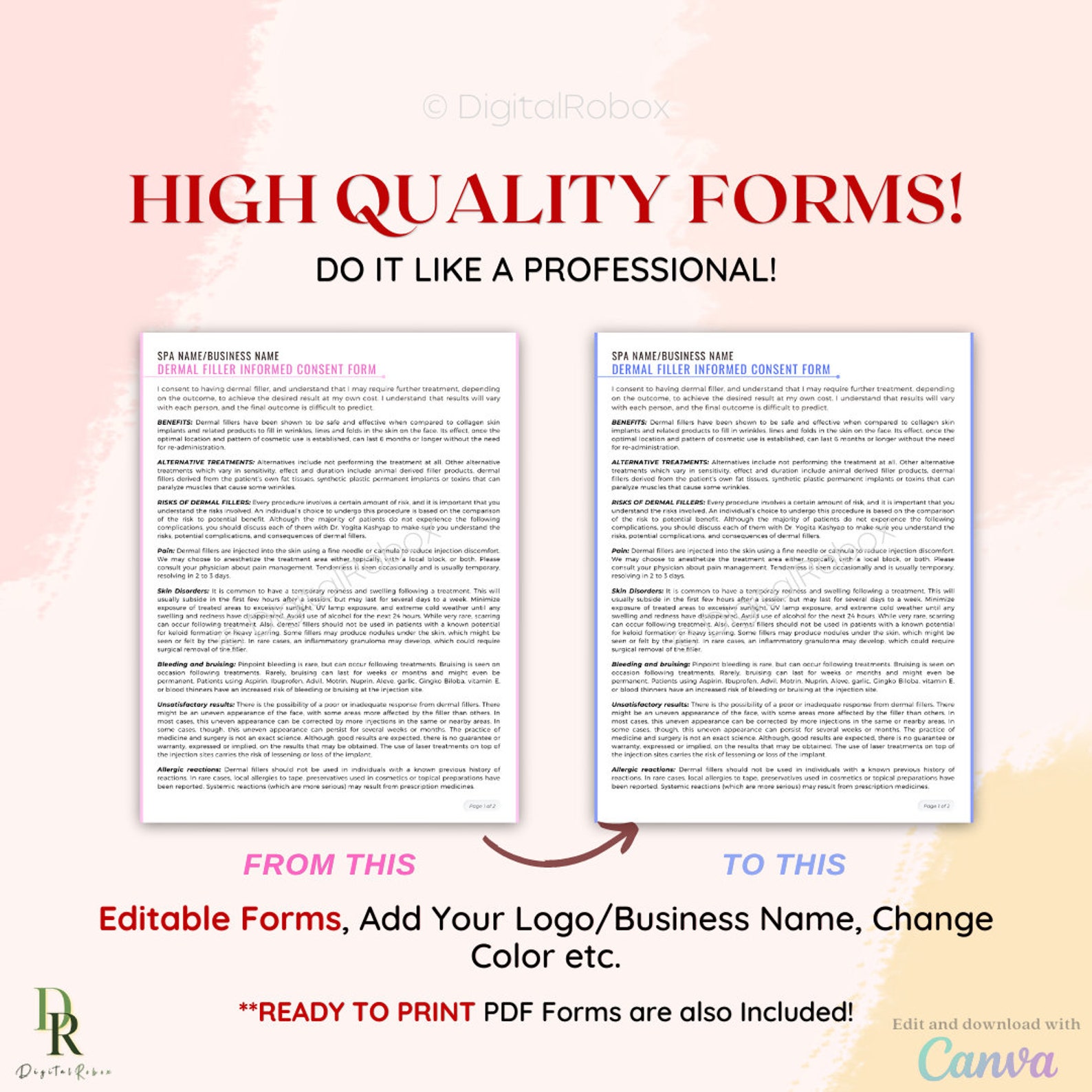 Dermal Filler Consent Form, Filler Consent Form, Dermal Filler Informed ...