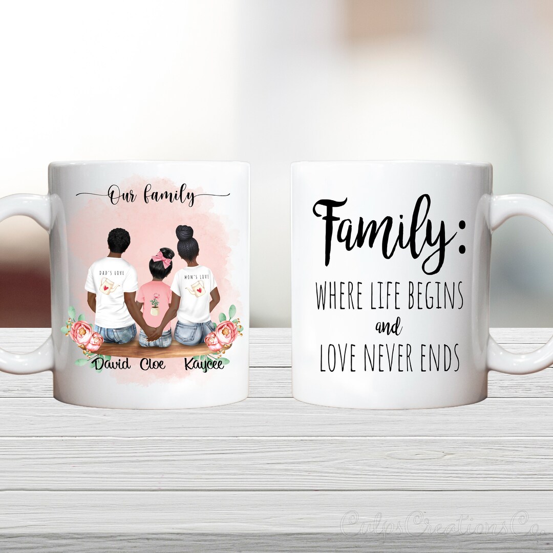 Family Love Mug | Custom Family Portrait Mug | Family Love Never Ends ...