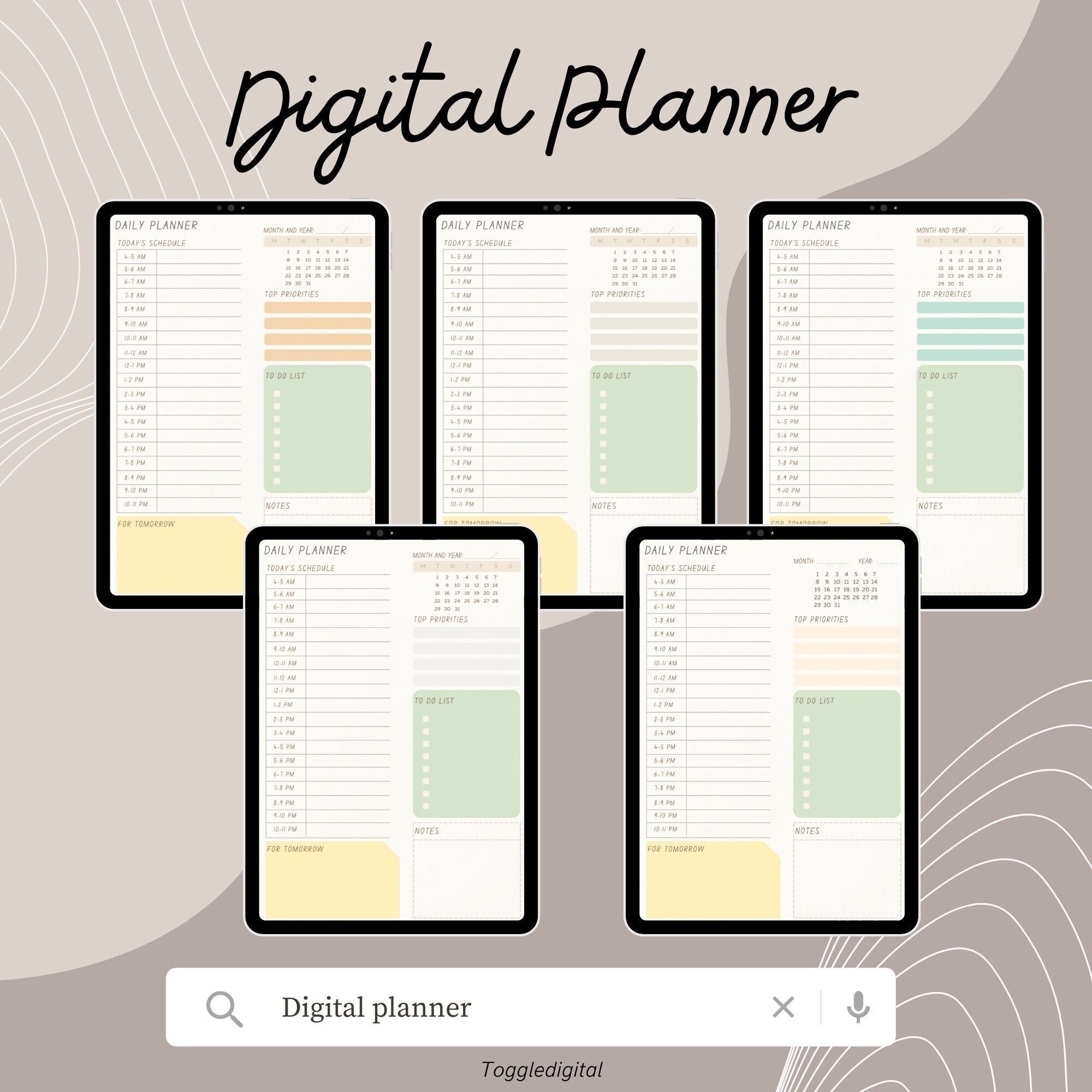 5 Templates, Minimalistic Goodnotes Planner, Notability Planner, iPad ...