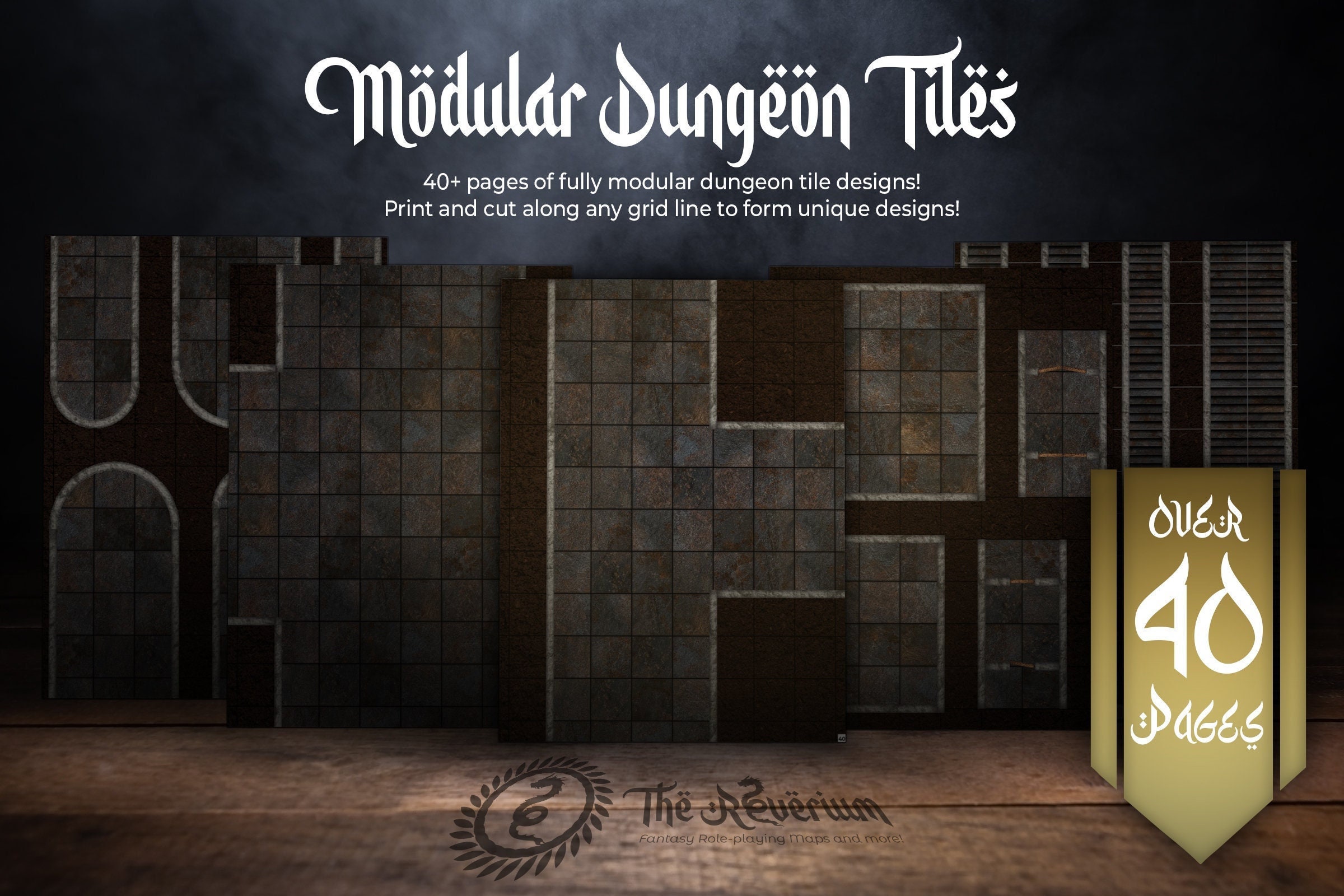 Modular Dungeon Tiles, 40 Pack, 8.5 X 11 Inch Letter Size, D&D ...