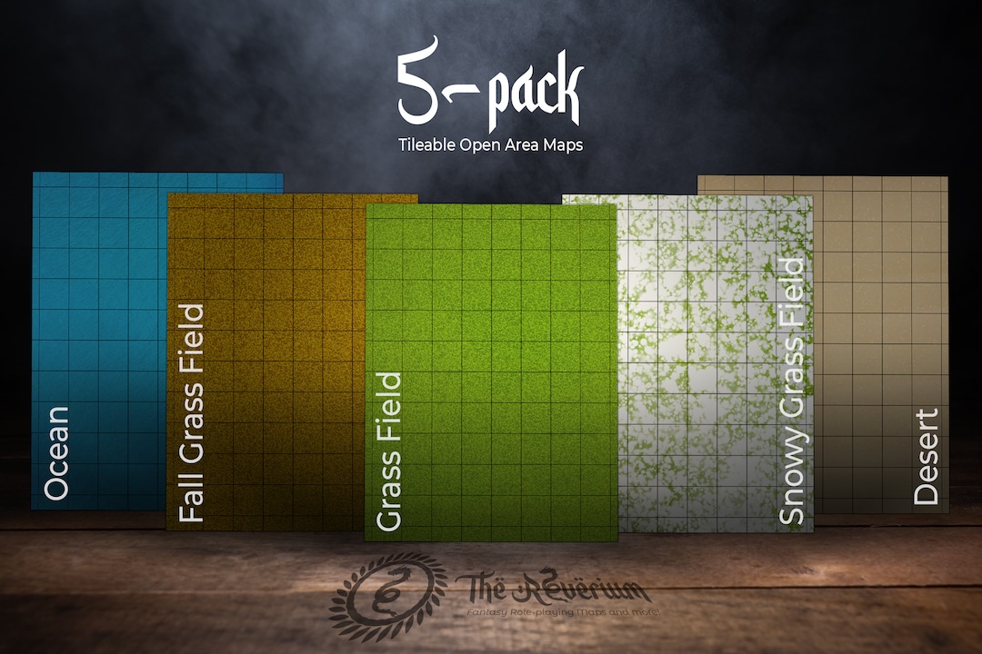 5-pack of Tileable Open Area Maps (8.5 X 11 Inch Letter Size), D&D ...