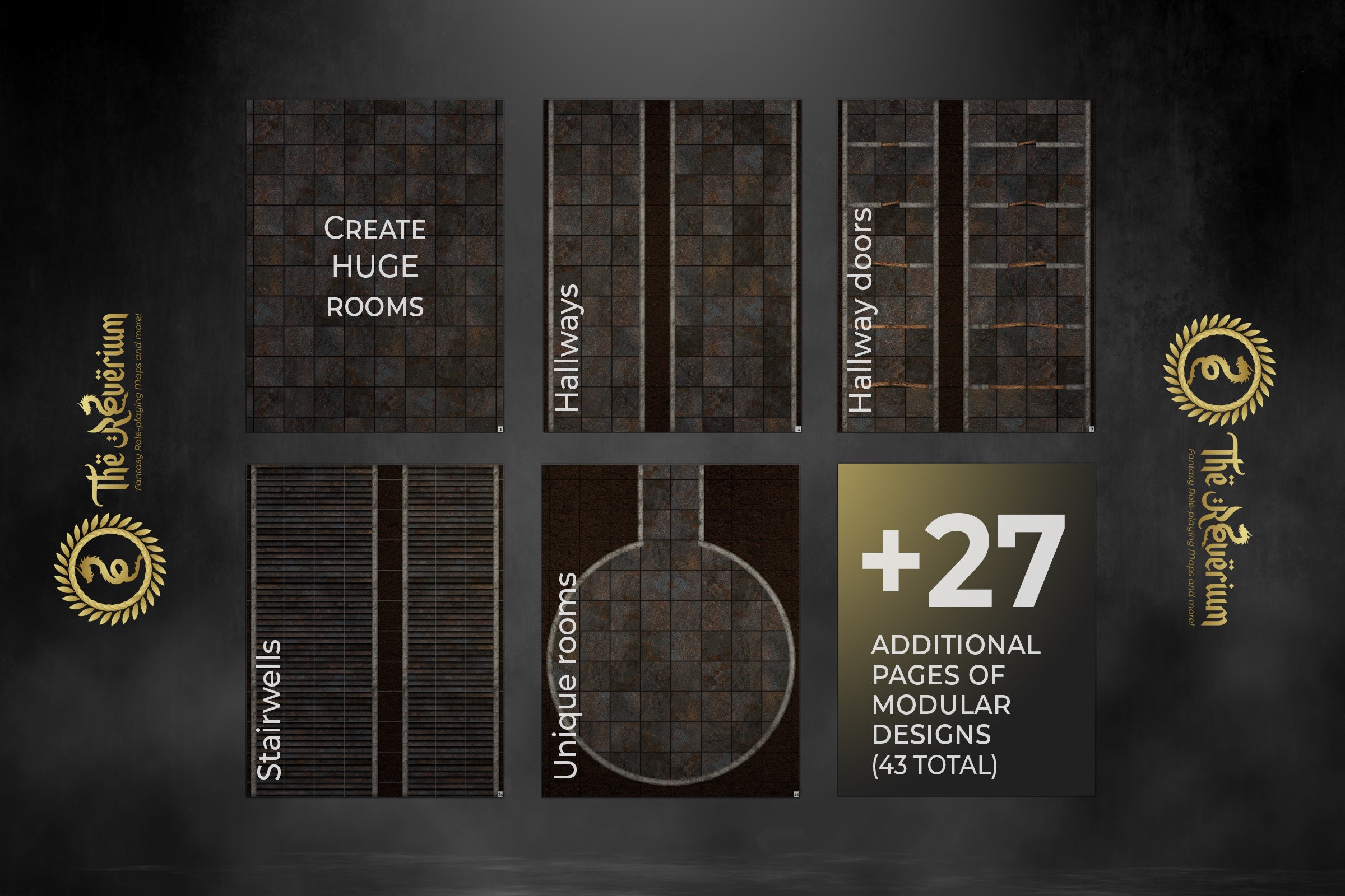 Modular Dungeon Tiles, 40 Pack, 8.5 X 11 Inch Letter Size, D&D ...