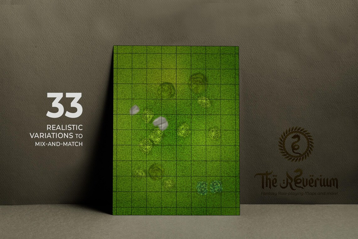 Grass Field Map Pack With Shrubs, Trees, and Rocks 8.5 X 11 Letter Size ...