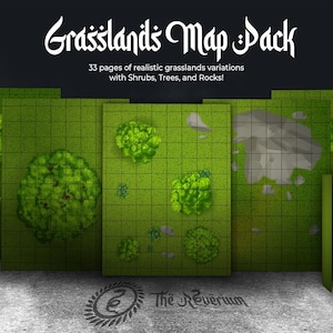 Grass Field Map Pack With Shrubs, Trees, and Rocks (8.5 X 11 Letter ...