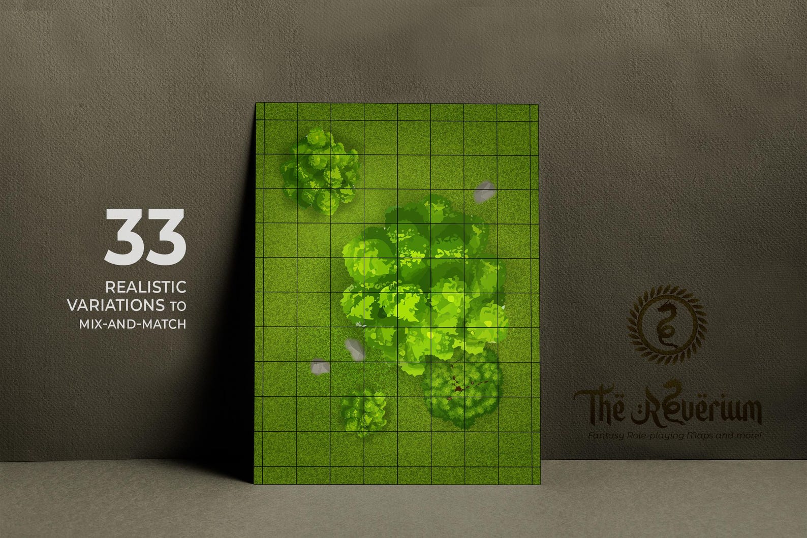 Grass Field Map Pack With Shrubs, Trees, and Rocks 8.5 X 11 Letter Size ...