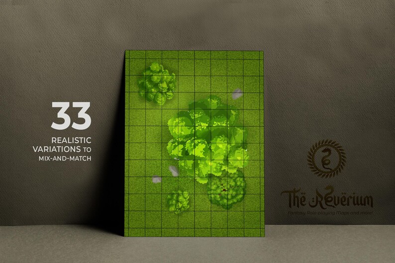 Grass Field Map Pack With Shrubs, Trees, and Rocks 8.5 X 11 Letter Size ...