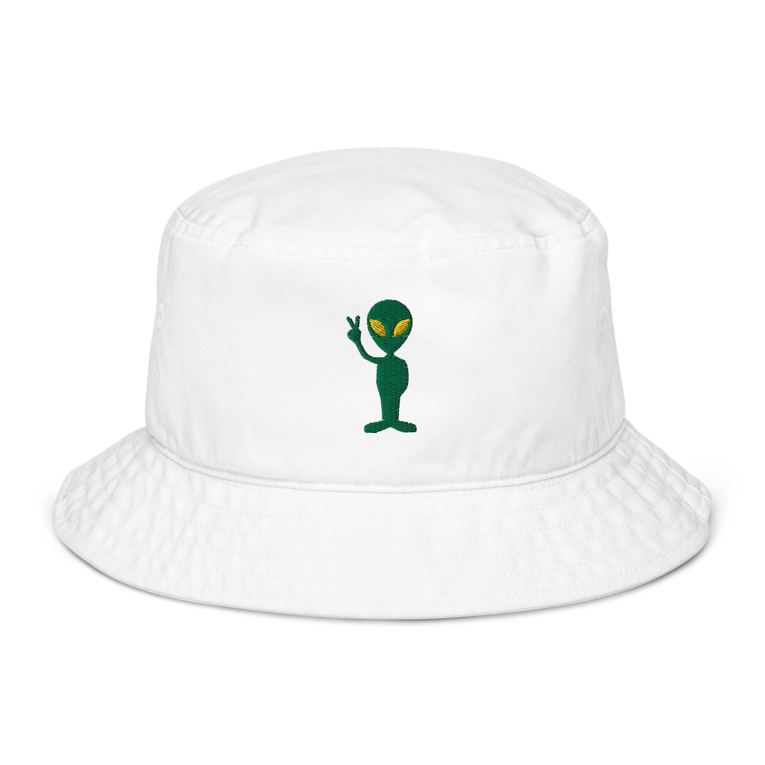 Alien Bucket Hat Organic Cotton, Alien Peace Hat, Peace Bucket Hat ...