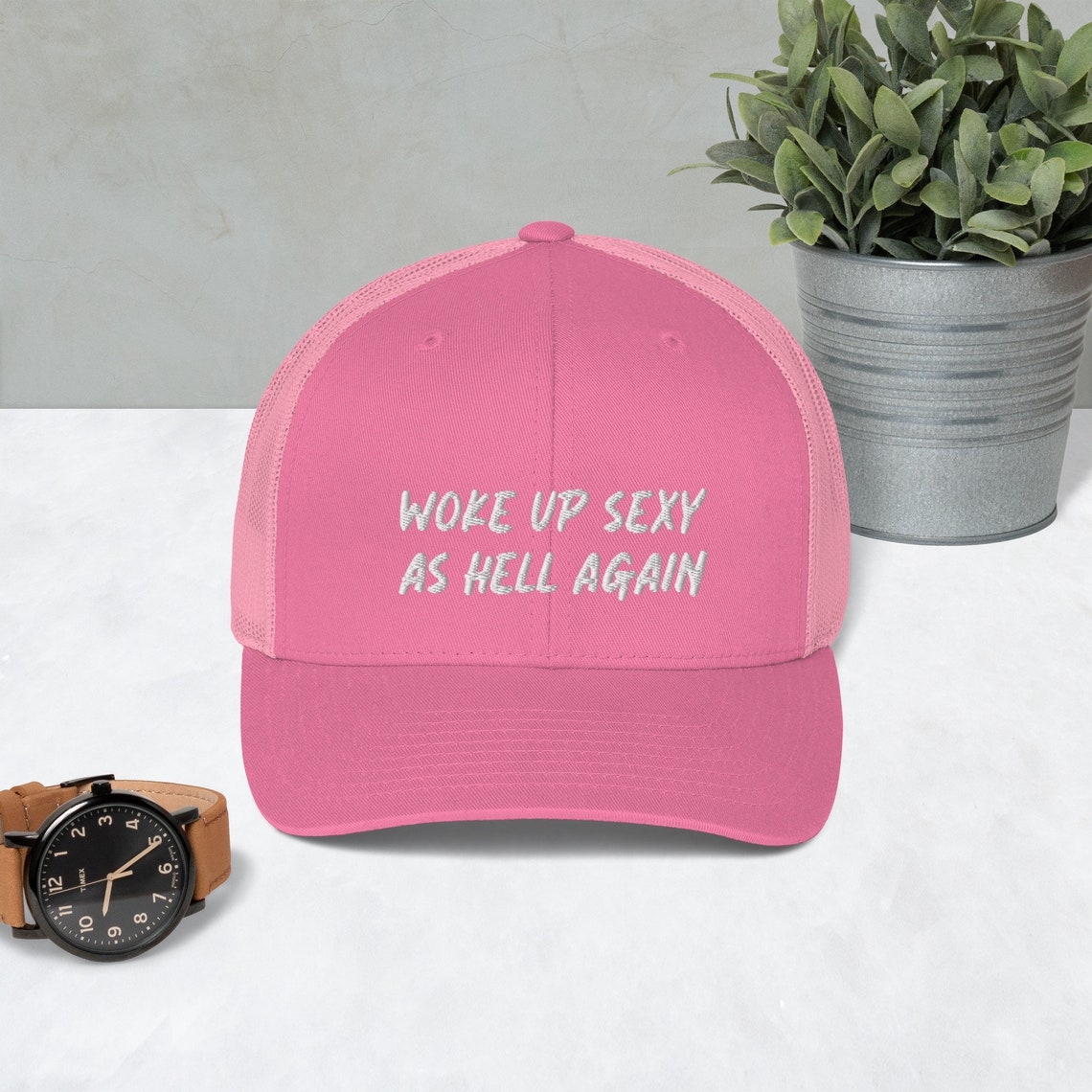Woke up Sexy as Hell Again Trucker Cap, Woke up Sexy AF Hat, Sexy Hats ...