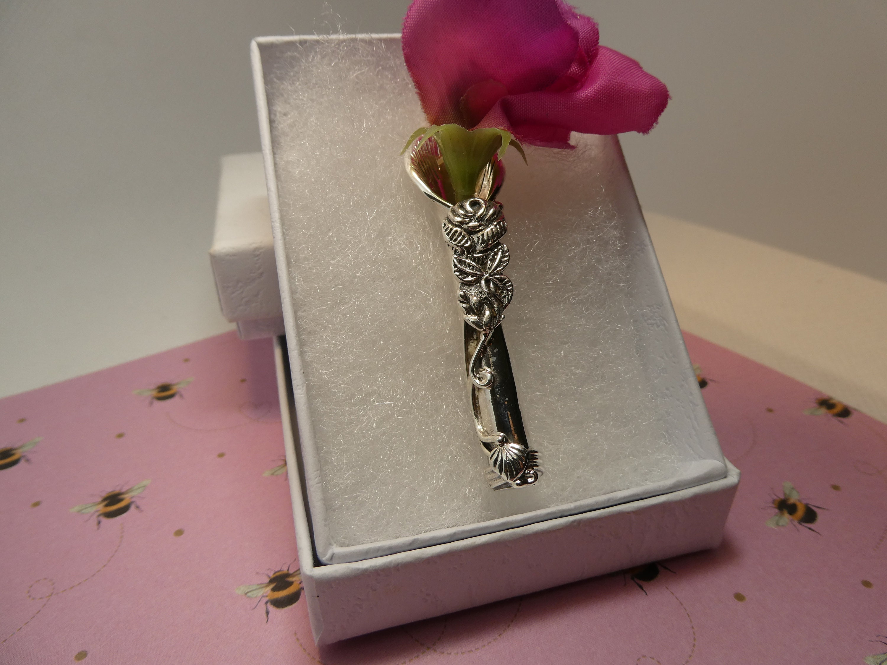 Posy Holder BROOCH Pin *silver* Tussie Mussie * Poirot Lapel Brooch Pin ...