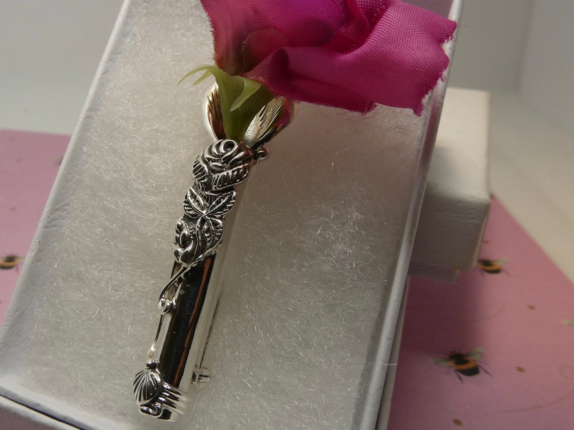 Posy Holder BROOCH Pin *silver* Tussie Mussie * Poirot Lapel Brooch Pin ...