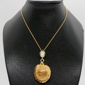 Tortoise Locket Necklace Ruby Eyes Silver 18ct Gold Plated - 18” Chain ...