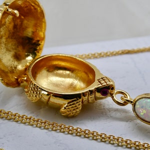 Tortoise Locket Necklace Ruby Eyes Silver 18ct Gold Plated - 18” Chain ...