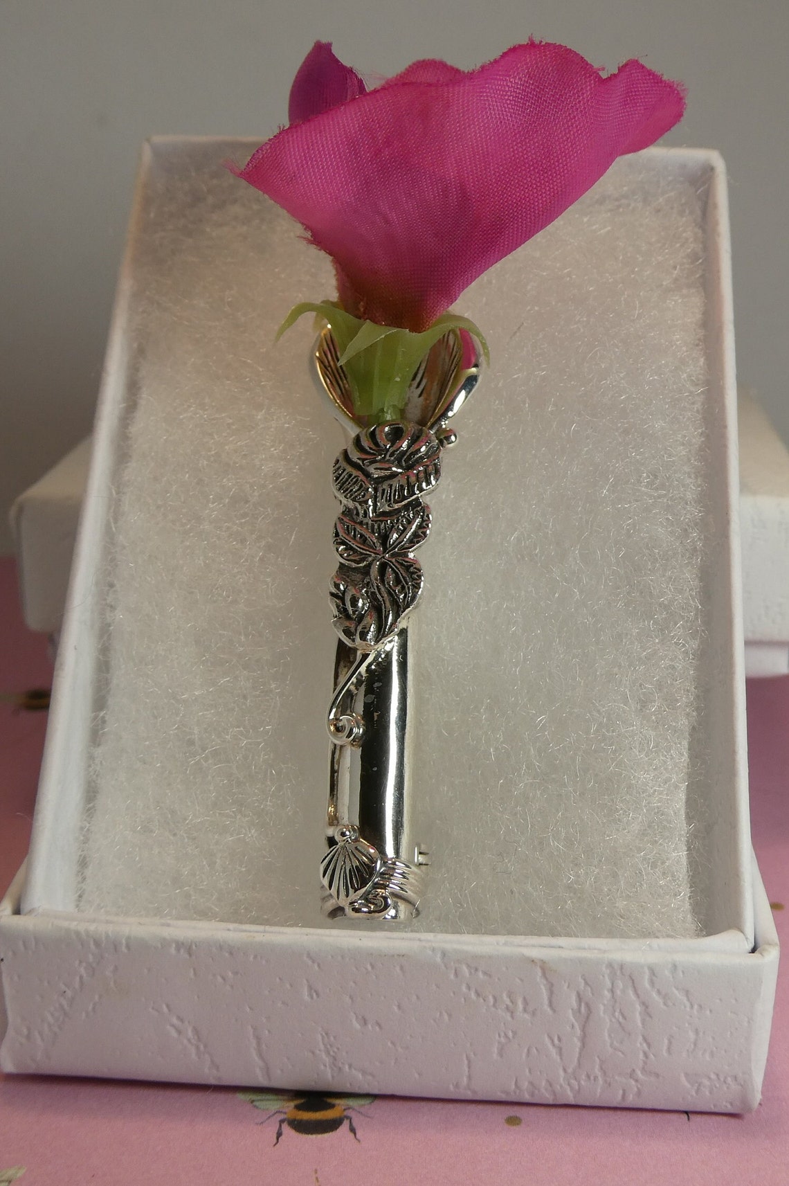 Posy Holder BROOCH Pin *silver* Tussie Mussie * Poirot Lapel Brooch Pin ...
