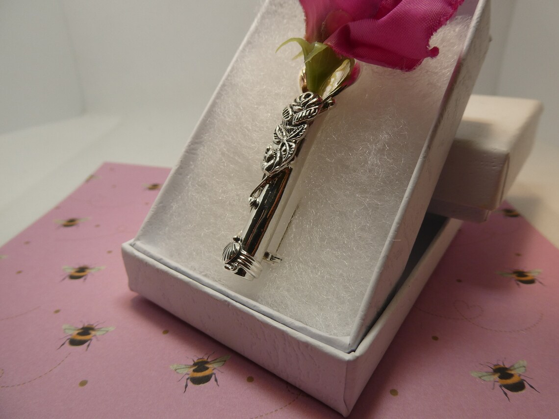 Posy Holder BROOCH Pin *silver* Tussie Mussie * Poirot Lapel Brooch Pin ...