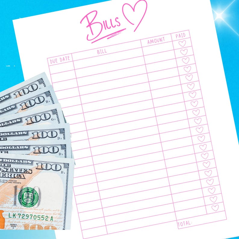 Monthly Bill Tracker Printable, Bill Pay Checklist PDF, Bill Organizer ...