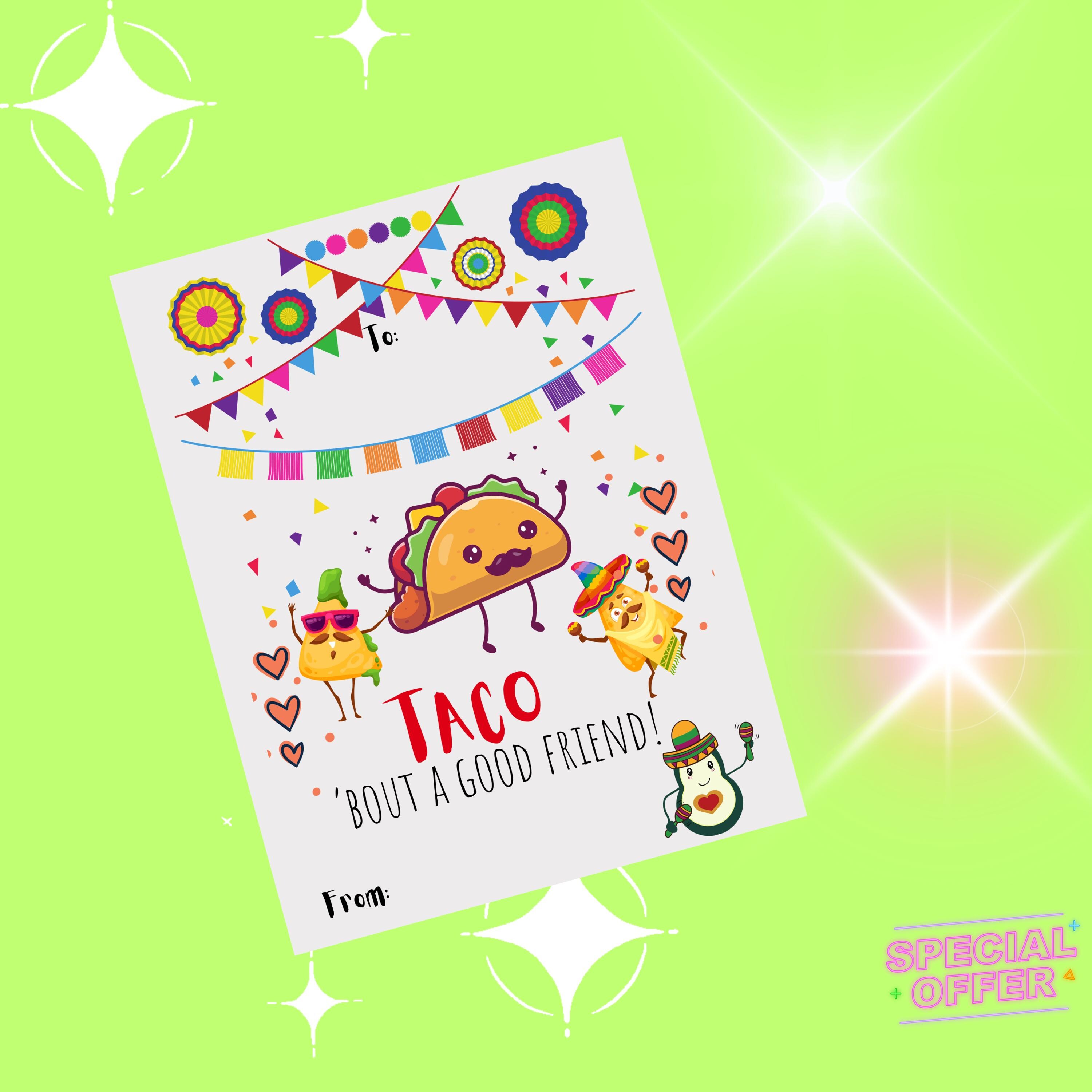 Printable Taco Valentine's Day Cards, Classroom Valentine's Day Cards ...