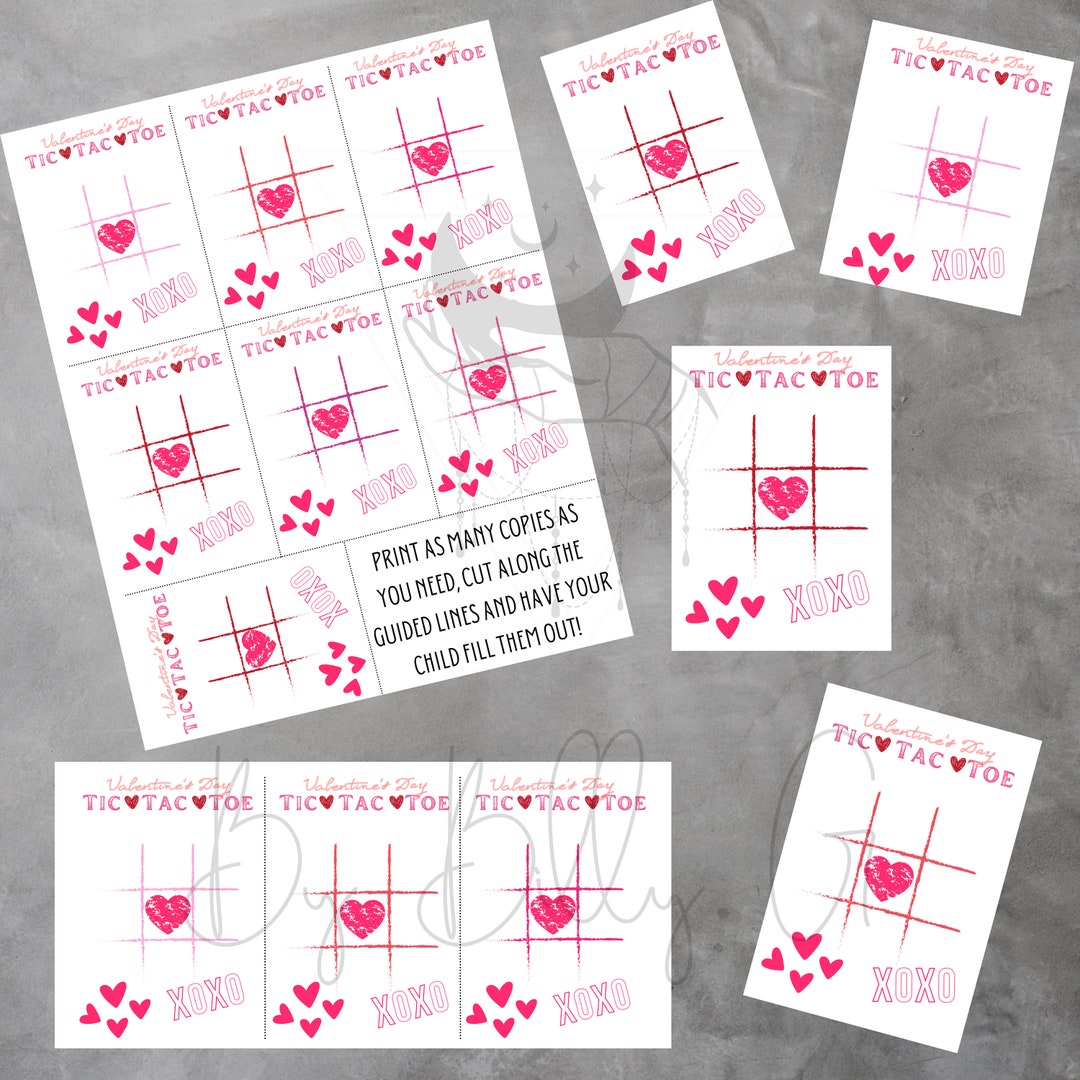 Tic Tac Toe Printable Valentines - Etsy