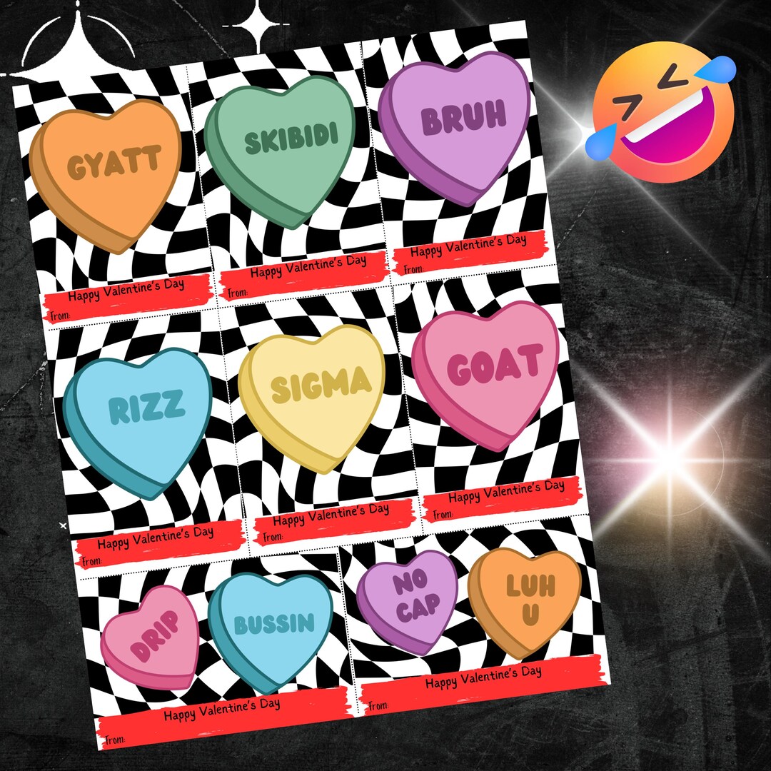 Funny Slang Kids Valentine Printable, Class Valentines, Tween ...