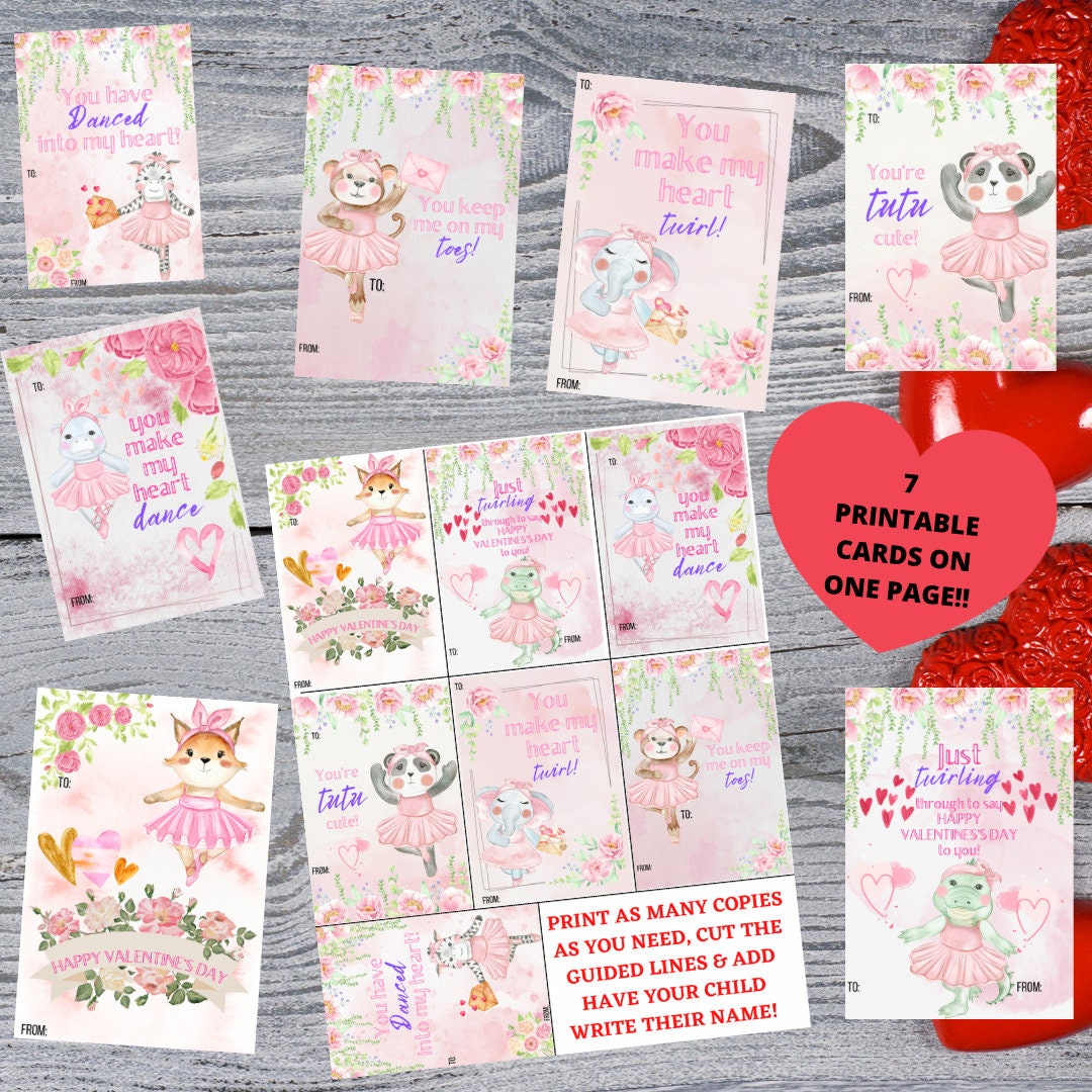 Printable Ballerina Valentines Cards - Etsy